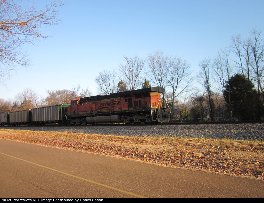 only a single DPU brings up the rear of this empty coal train